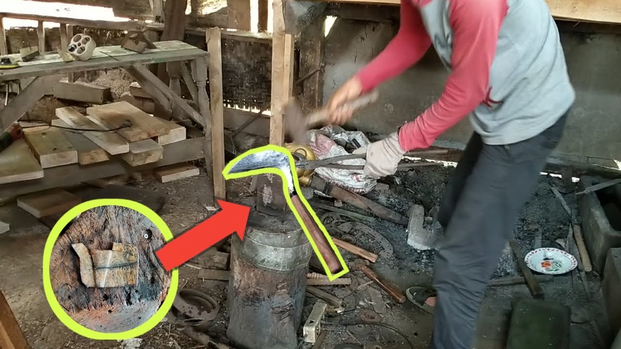 Full proses! Pembuatan arit super tajam!!!Dari besi rongsok/barang ...