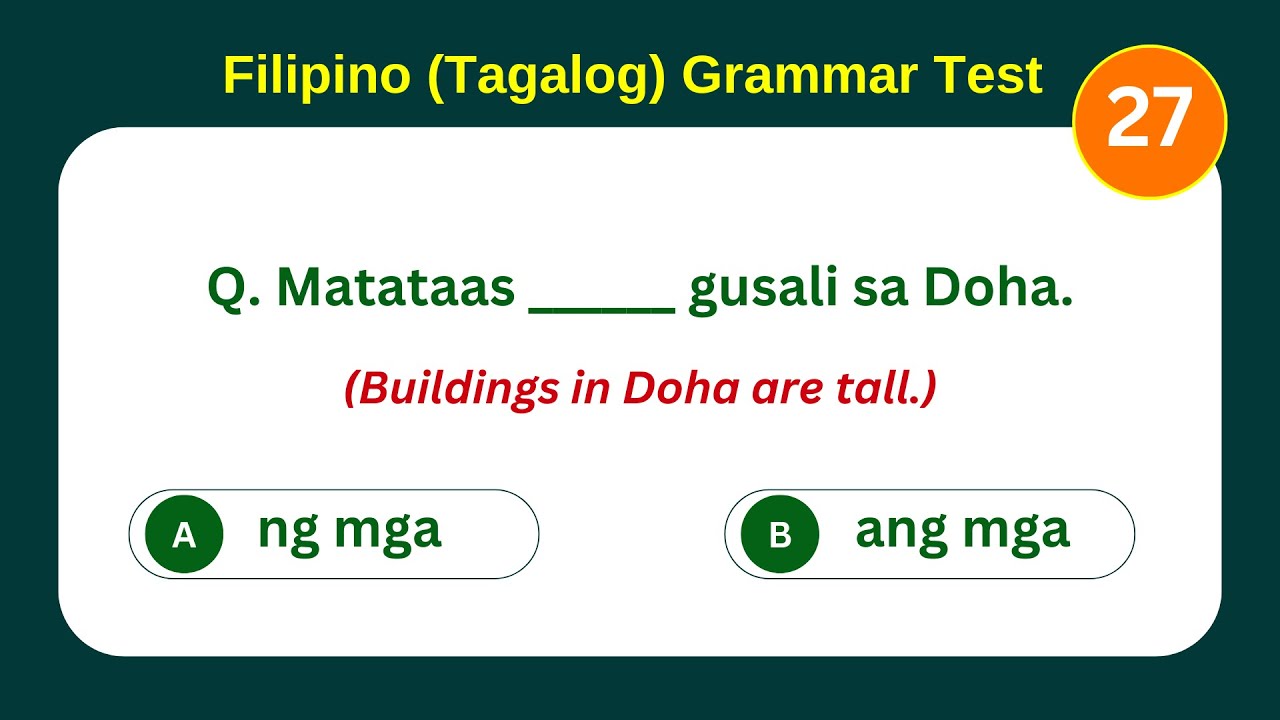 Filipino Grammar Quiz 27 | Test Your Tagalog Grammar Skills! - YouTube