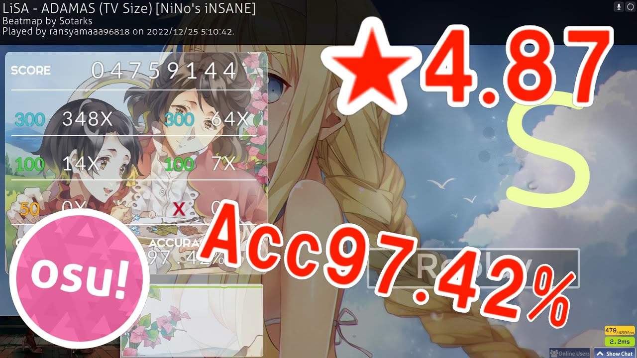 [Osu!] ソードアート・オンライン アリシゼーション LiSA - ADAMAS (TV Size) [NiNo's Insane ...
