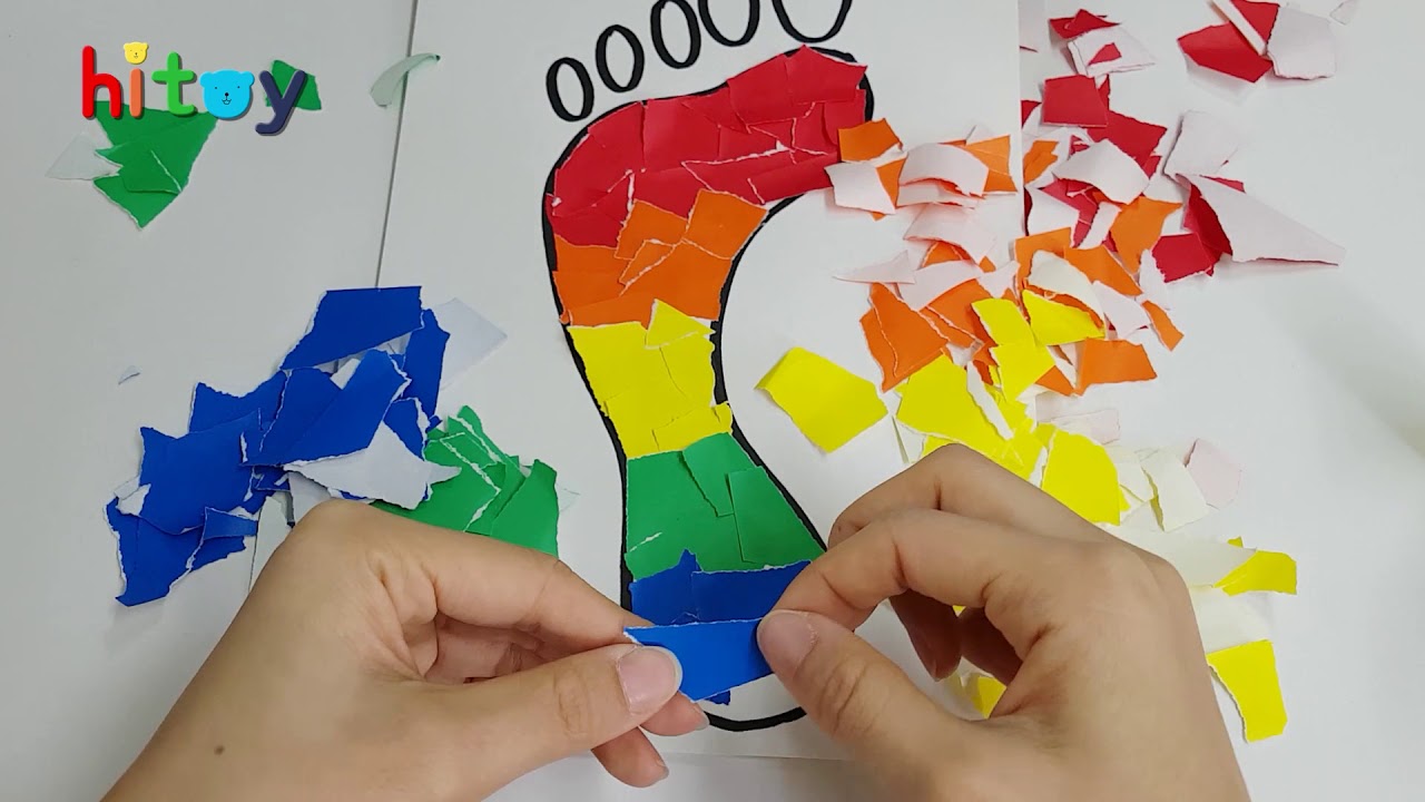 How to draw a Foot and fill with colored paper∥Page for children’s ...