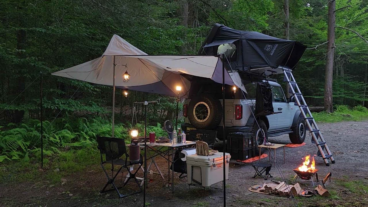 Relaxing Creekside Camping with Bronco Bigfoot | ikamper, Campfire ...