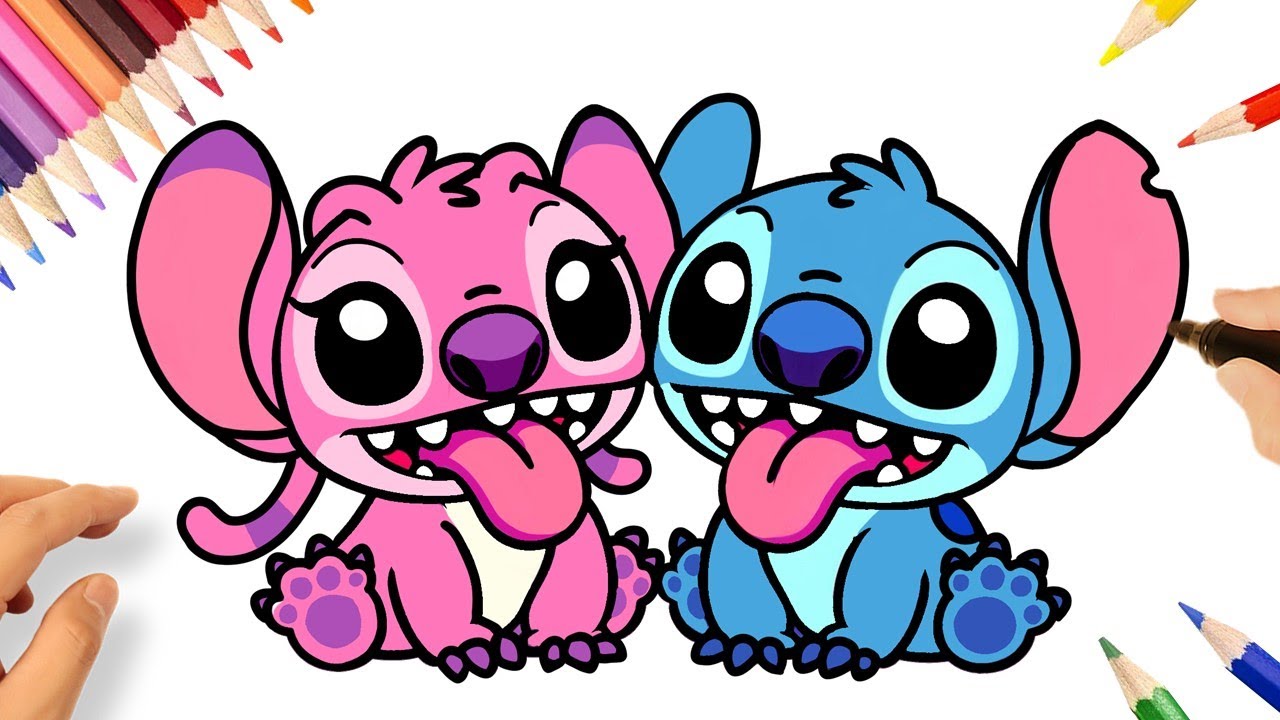 COMMENT DESSINER STITCH ET ANGEL💙💗LILO & STITCH - YouTube