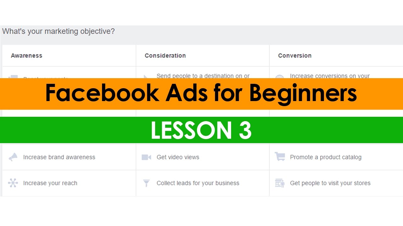 Facebook Ads Tutorial (Lesson 3) - Campaign Objectives - YouTube