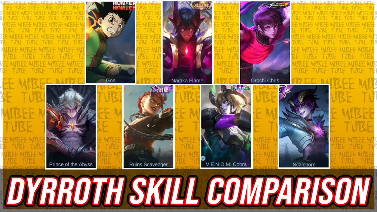Dyrroth All Skin Skill Comparison - YouTube