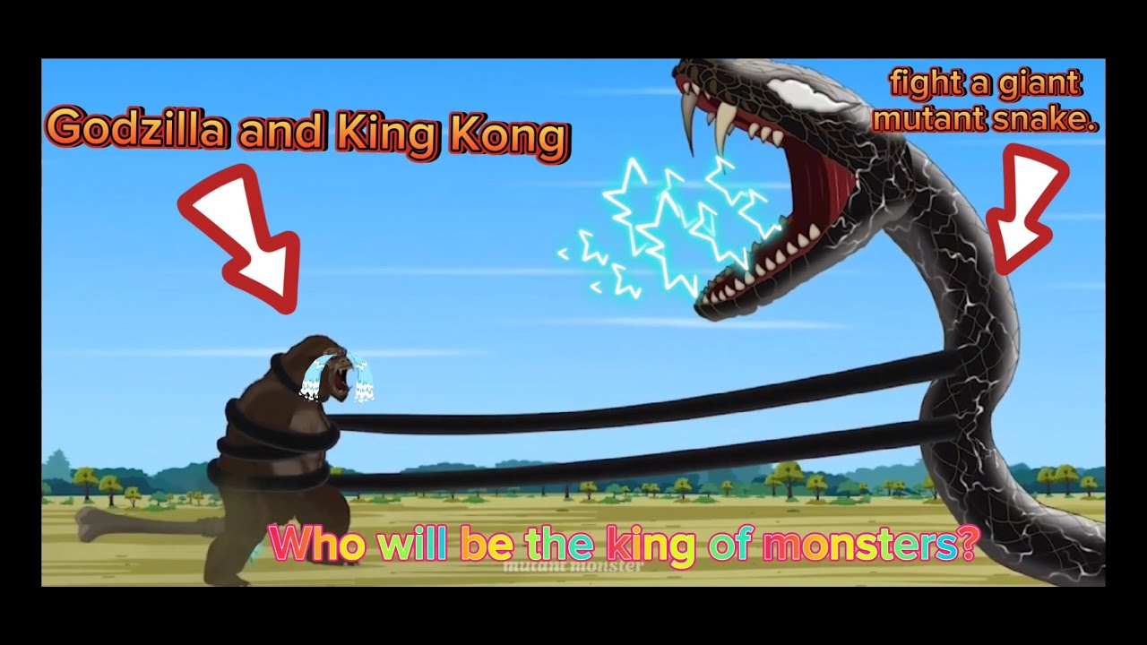 godzilla and king kong fight giant mutant snake. Who will be the king ...