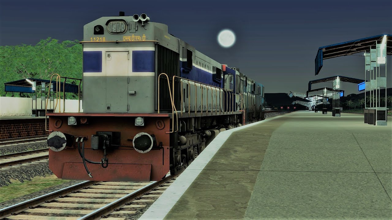 LKO WDM3D Twins Light Loco Start up & Loud Honking - Mangalore Junction ...