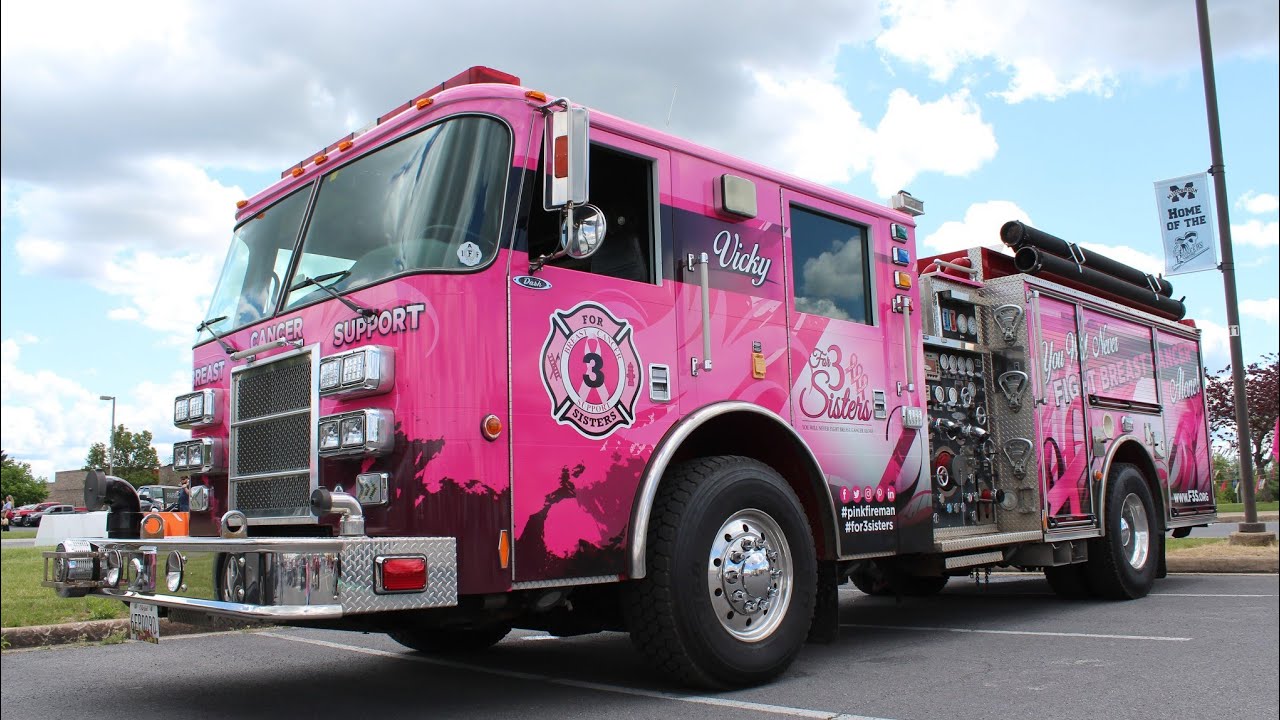 The pink firemen and "Vicky" for 3 sisters, the pink breast cancer ...