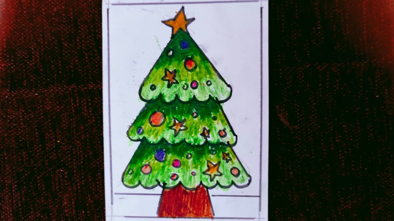 Easy Christmas drawing| X mass Tree 🎄| Step by step drawing for ...