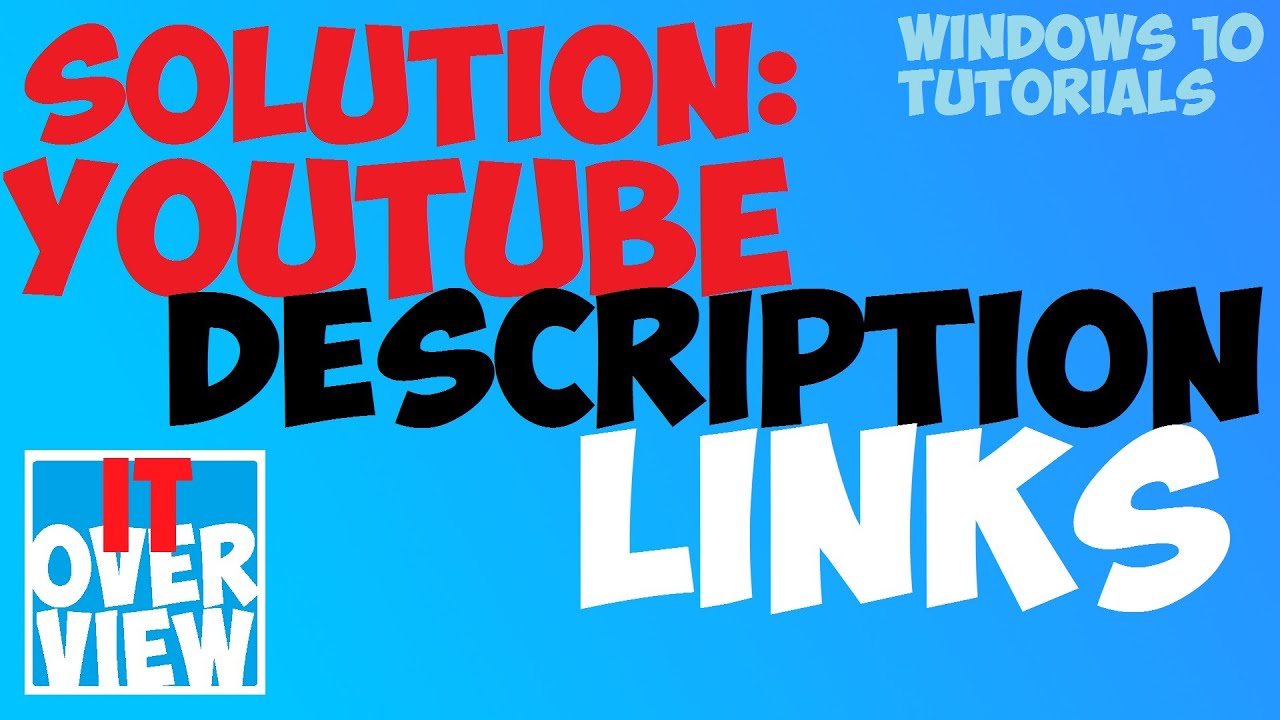 SOLUTION: YOUTUBE DESCRIPTION LINKS SOLVED 2016 (LINKS IS TOO LONG ...