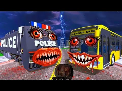 Horror School Bus Attack 😱 Police Monster Train in Indian bike City ...