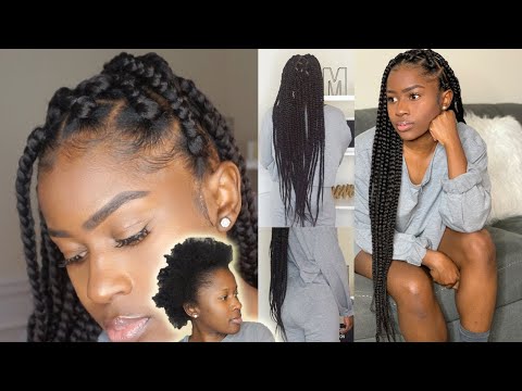 How to do Jumbo Butt Length Box Braids on Short 4C Natural Hair!!! 65 inches Long!!!|Mona B.