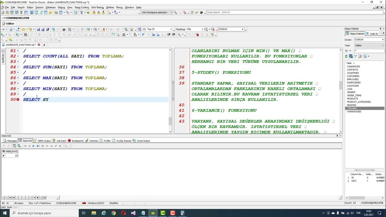 11-Oracle PL/SQL AGGREGATE FUNCTIONS - YouTube