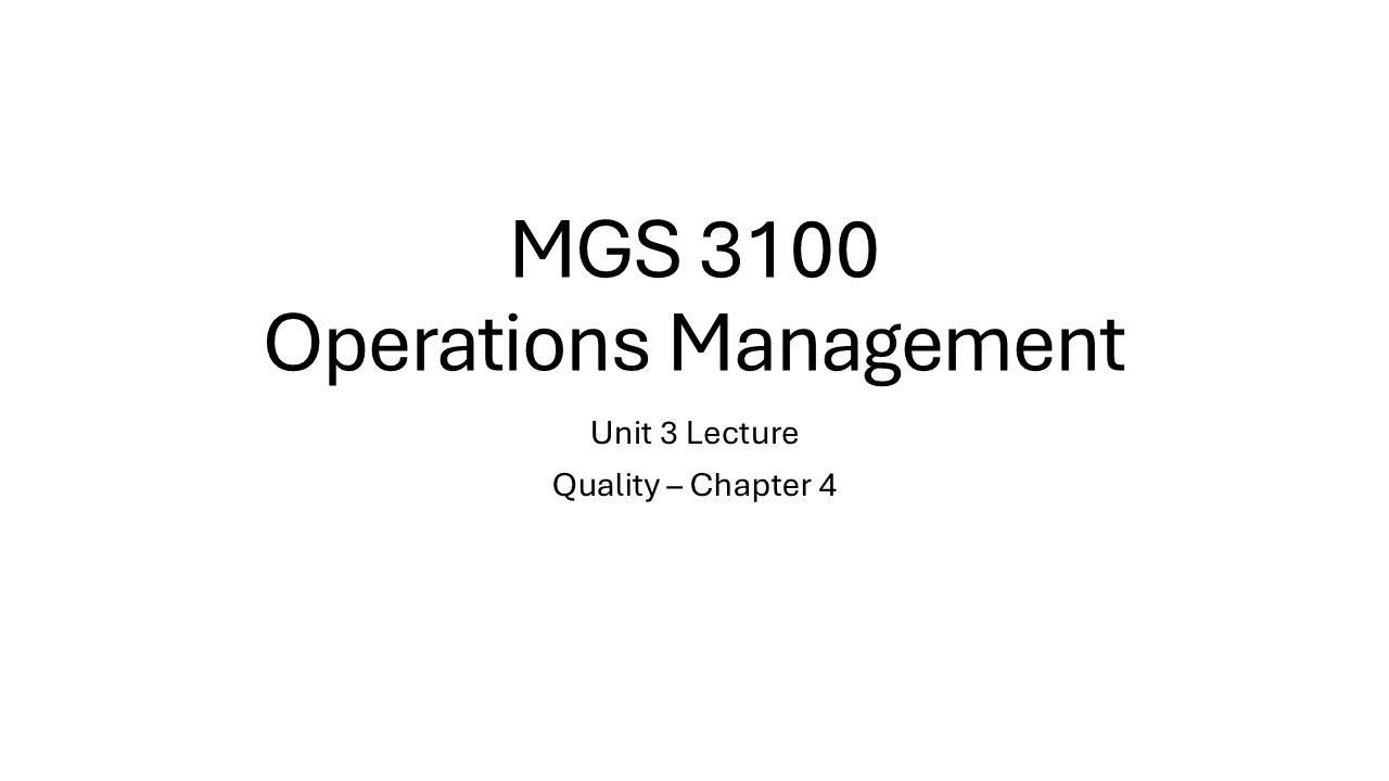 MGS 3100 Unit 3 Lecture - YouTube