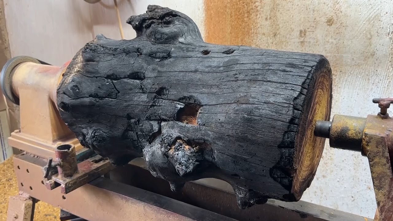 What Happens When You Put a Burnt Log on a Lathe - YouTube