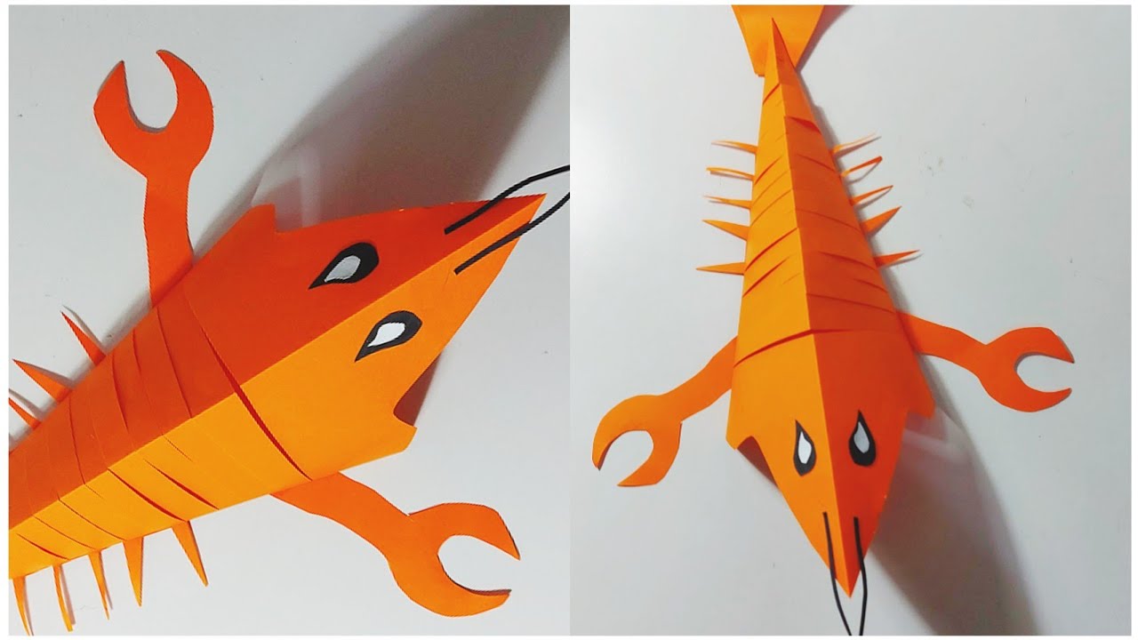 DIY : Moving Shrimp 🍤 Paper Craft 🐟🐠Moving Fish Paper Craft ideas 🦐 ...
