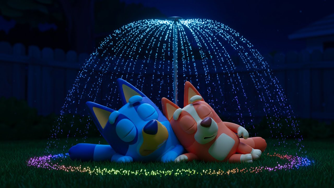 Bluey and Bingo with the Starlit Sprinkler 🌊 Relaxing Sleep Music with ...