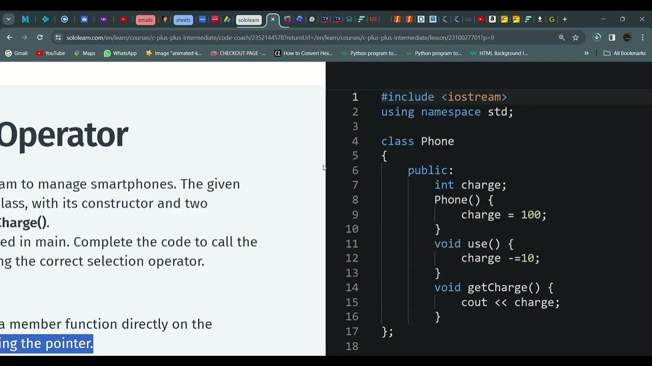 12 Selection Operator C Intermediate Sololearn Youtube
