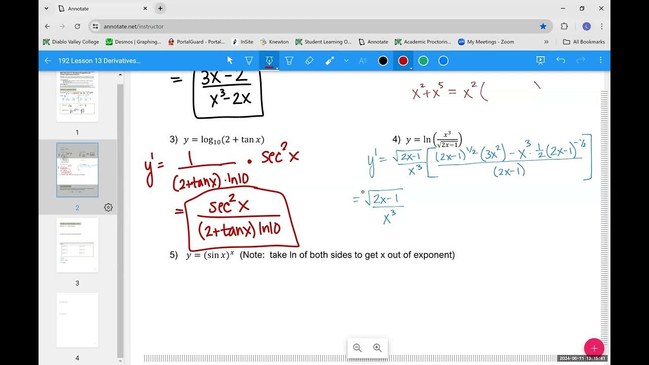 Lesson 13, part 1: Derivatives of Logarithmic Functions - YouTube
