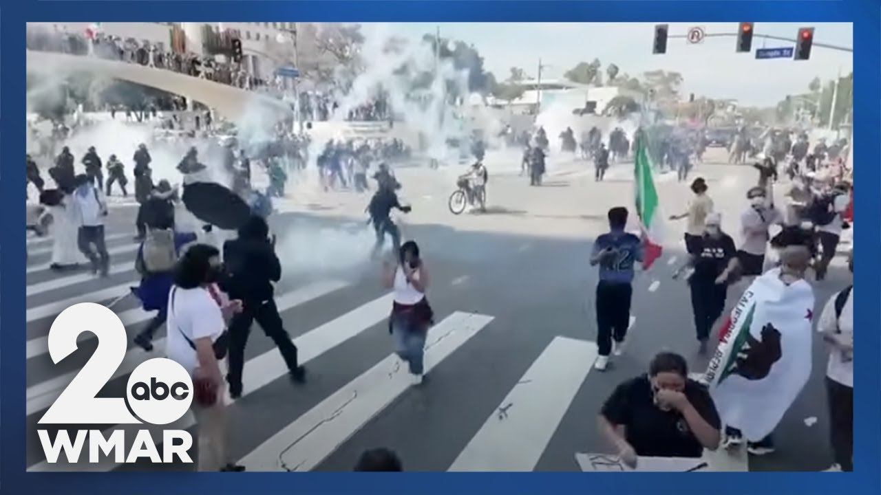 Police pushback against anti-ICE agitators in LA - YouTube