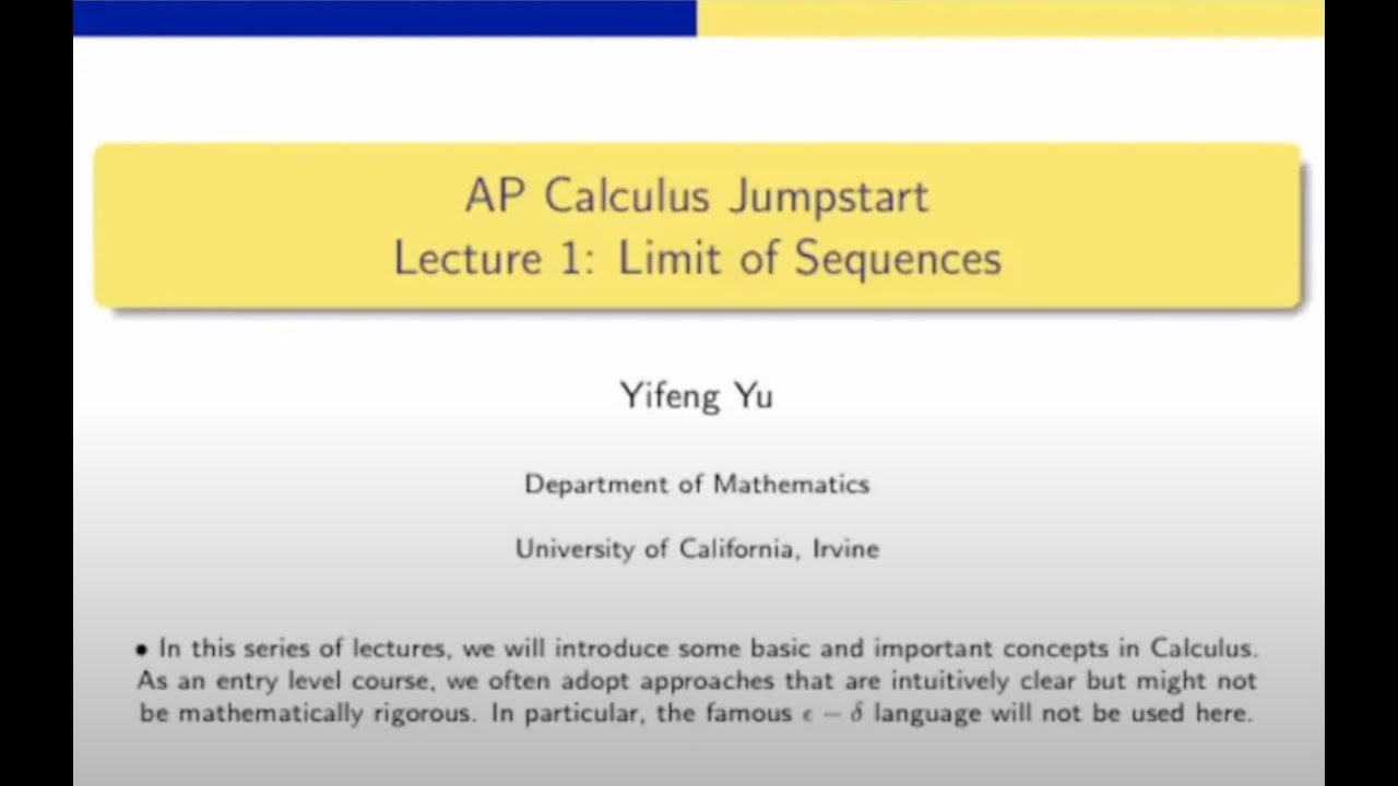 AP Calculus Jumpstart Lesson 1: Limit of Sequences - YouTube