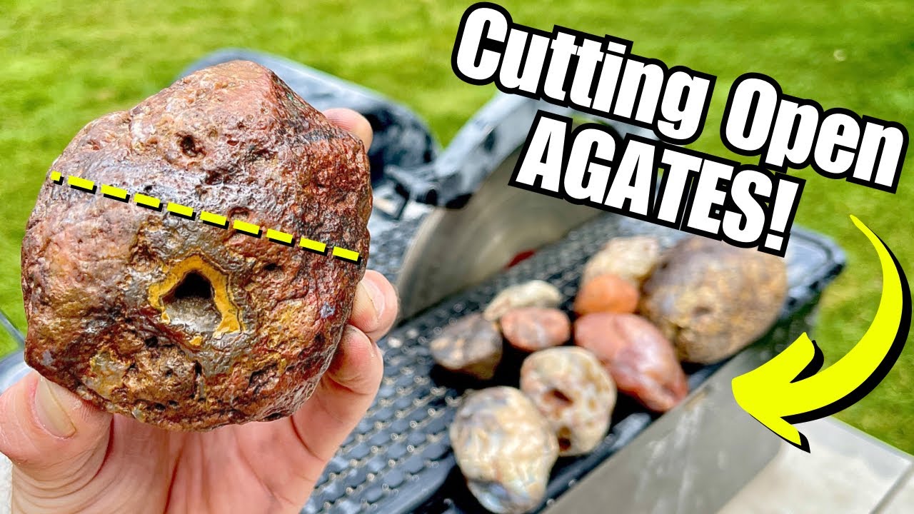 BANGER Lake Superior Agates CUT OPEN w/ Lapidary Saw! - YouTube