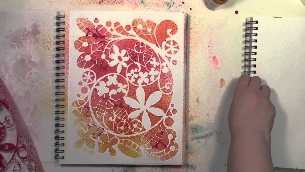 Stenciling FUNdamental using spray inks and StencilGirl stencils by ...