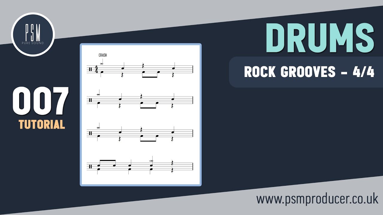 007 - Tutorial - Basic Drum Grooves 4/4 - Level 1 - YouTube