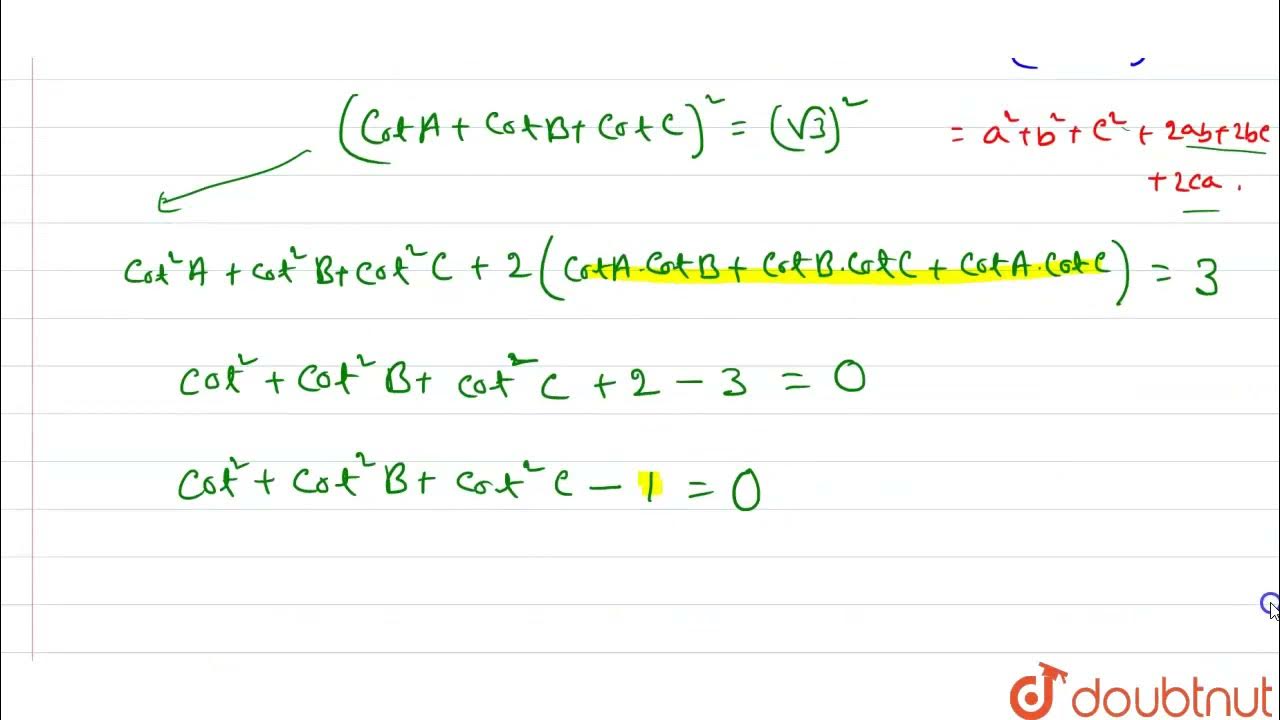 If In Any Triangle ABC Cot A CotB CotC Sqrt 3 Prove That The if-in-any-triangle-abc-cot-a-cotb-cotc-sqrt-3-prove-that-the
