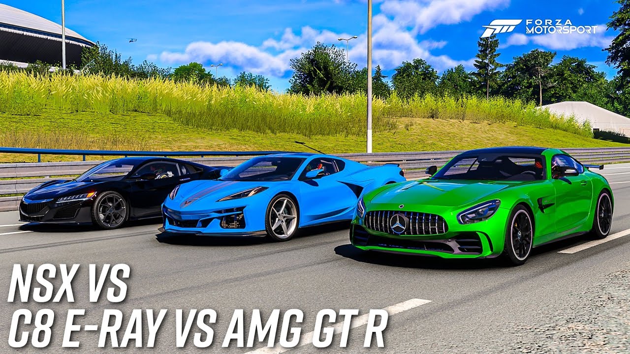 Corvette C8 E-Ray vs Mercedes-AMG GT R vs Acura NSX | Forza Motorsport - YouTube