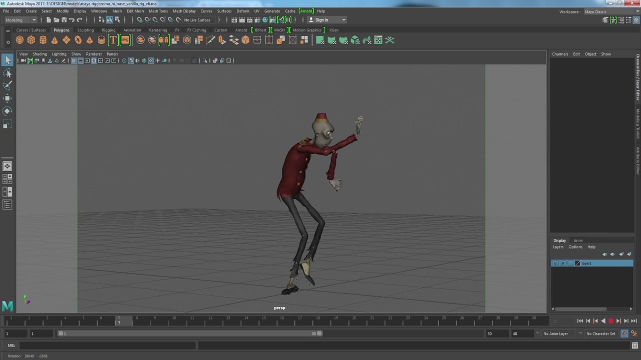 Zombie walk cycle-Sony animation rig. - YouTube
