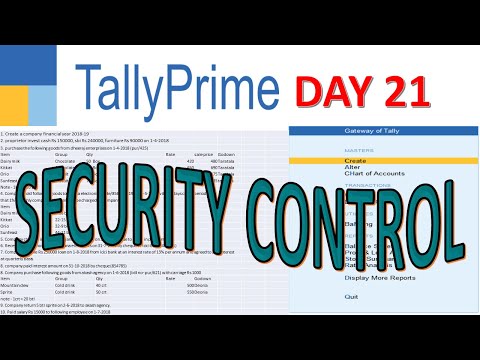 TALLY PRIME DAY 21|| SECURITY CONTROL - YouTube
