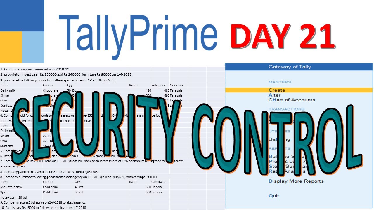 TALLY PRIME DAY 21|| SECURITY CONTROL - YouTube