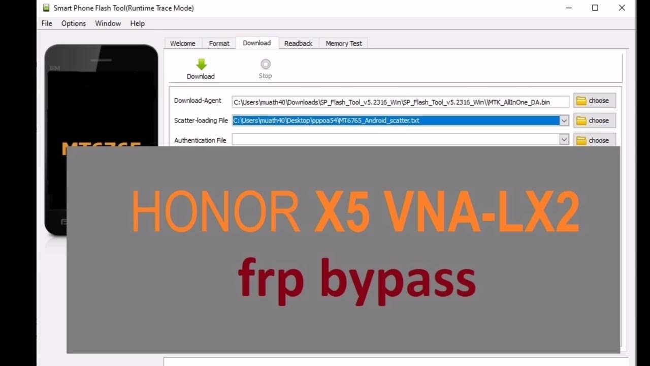 HONOR X5 VNA-LX2 frp bypass sp flash tool without box - YouTube