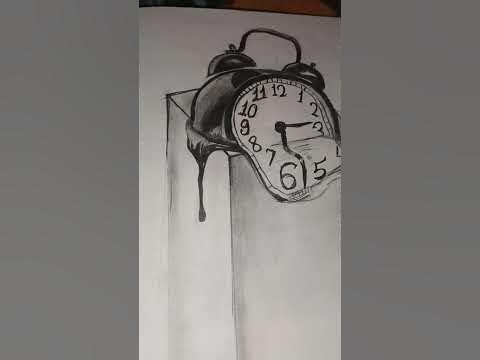 A melting clock drawing hyperealistic art - YouTube