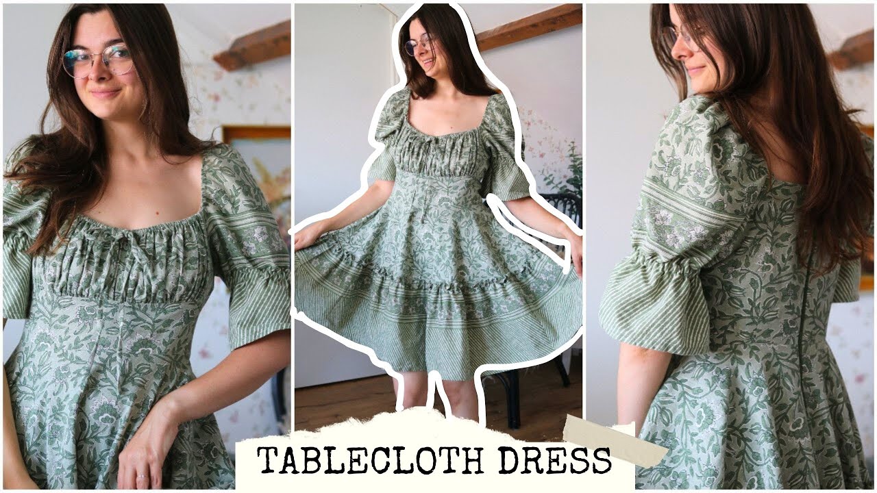 Turning The Prettiest Tablecloth Into A Dress 🧵 Sew With Me - YouTube