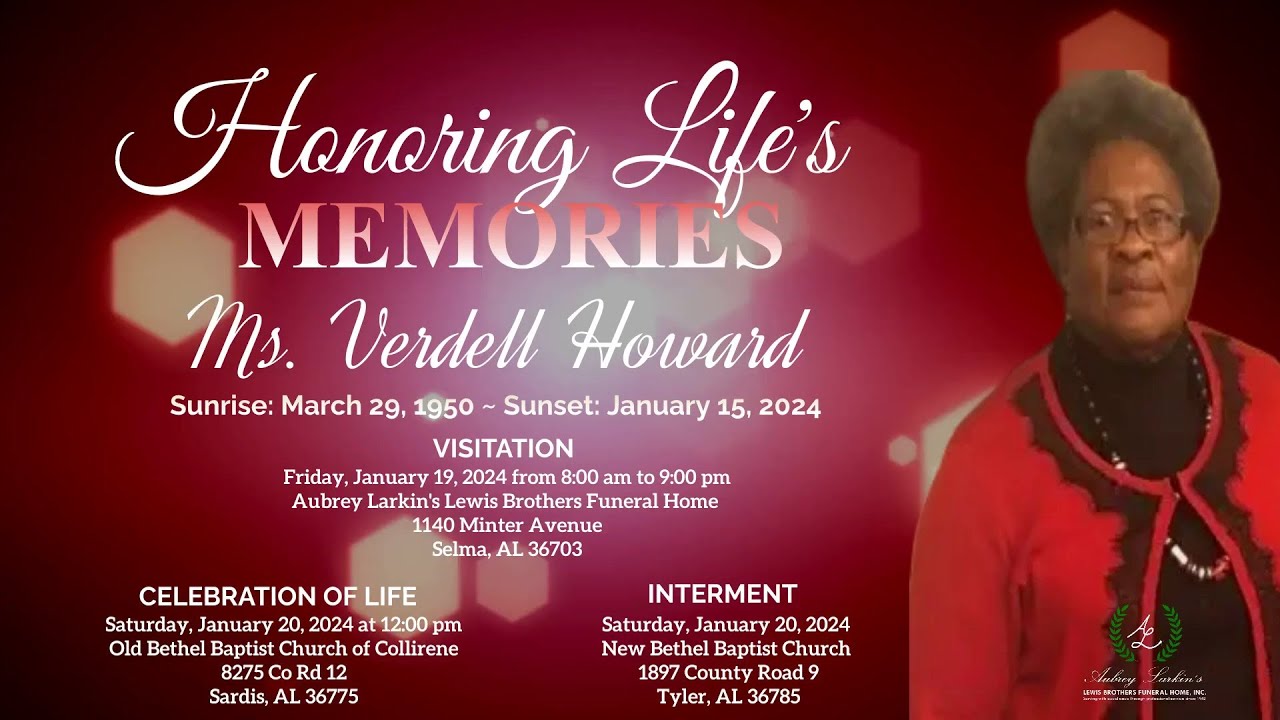 Celebration of Life for Ms. Verdell Howard - YouTube