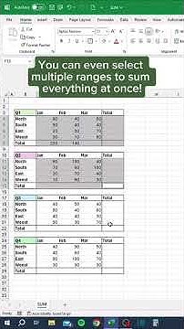 Auto Sum Shortcut in Excel #exceltips #exceltricks #spreadsheets #hack #tutorial #sheets # ...