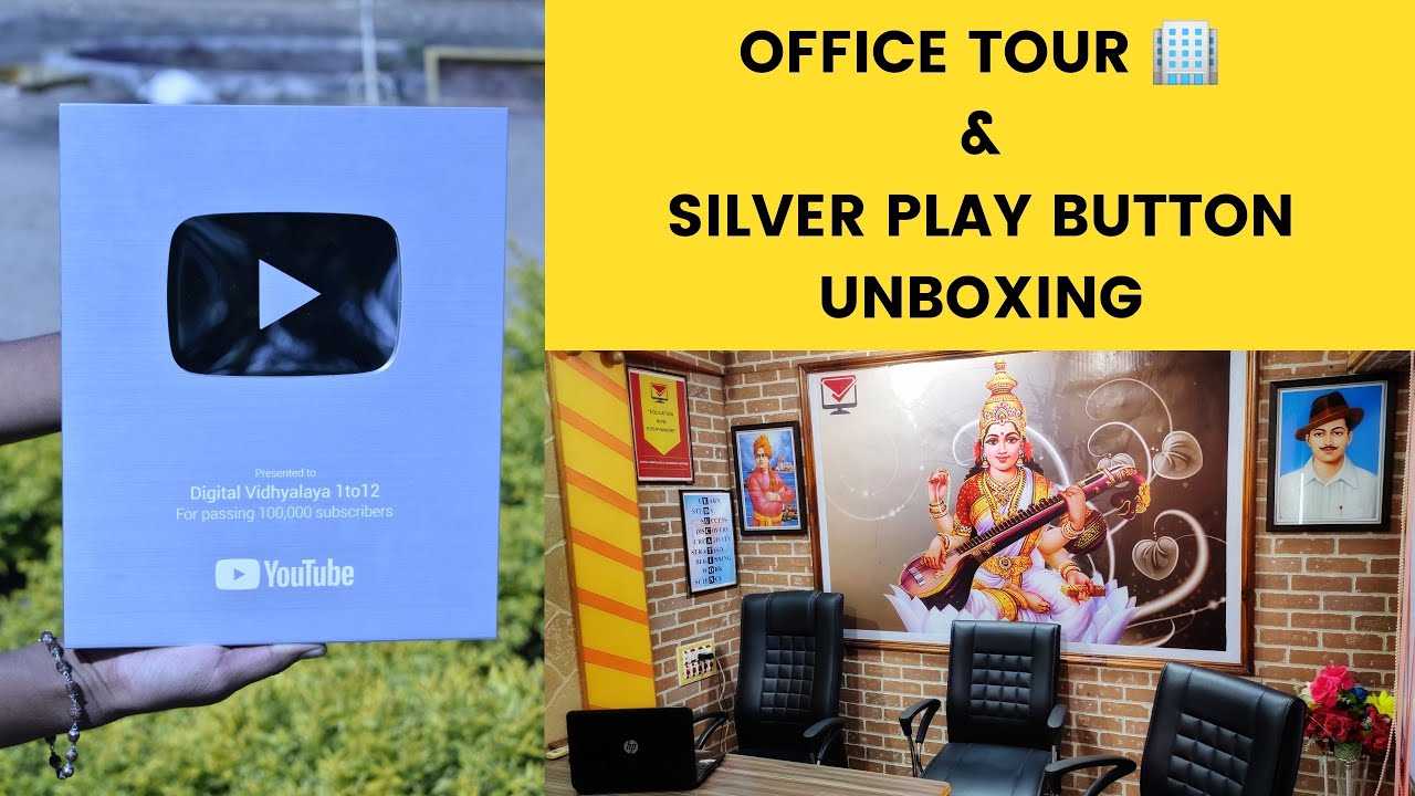 Silver play button unboxing | office tour | 100k & 200k celebration ...
