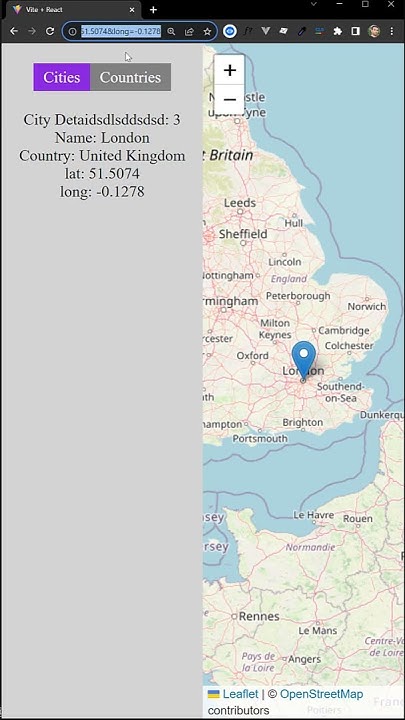Show the selected city with the help of marker in React - react18 #react - YouTube