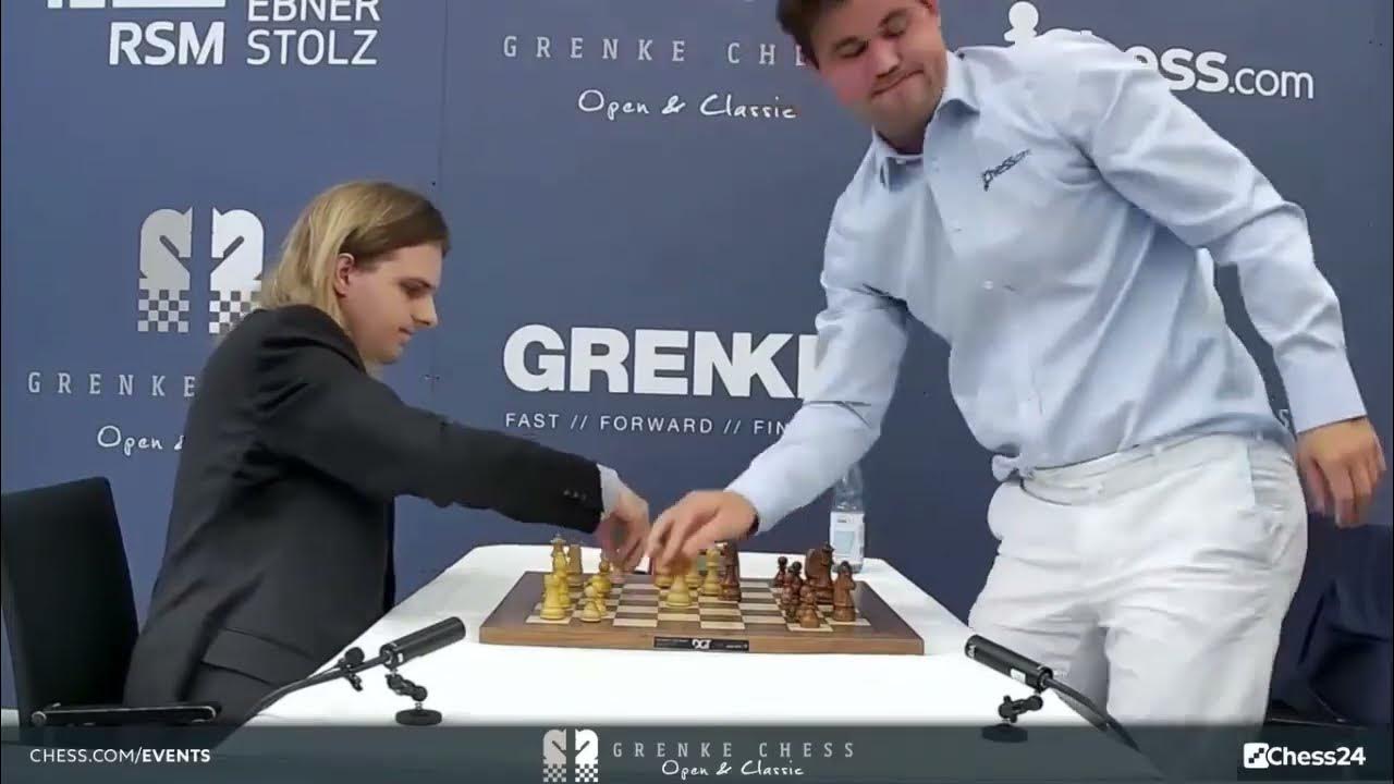 BLUNDER!! Richard Rapport vs Magnus Carlsen || GRENKE Chess Classic 2024 - R1 - YouTube