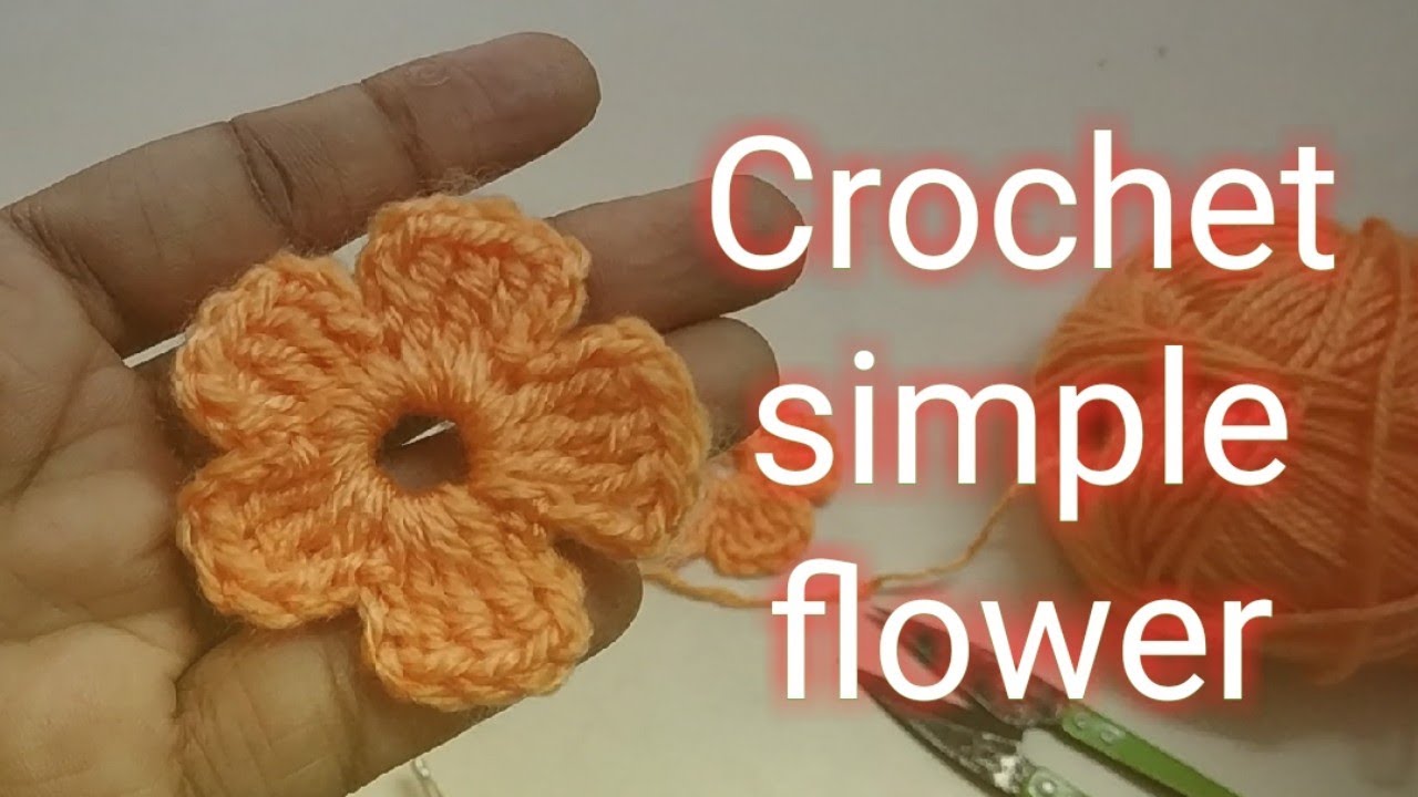How to crochet a simple five petals flower | Flower tutorial # 1 ...