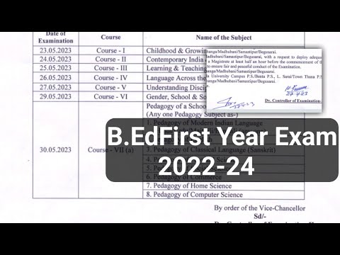 B.ed first year exam date released 2022-24 session 🙄 lnmu, brabu, pu,ppu,vku bed first year exam ...
