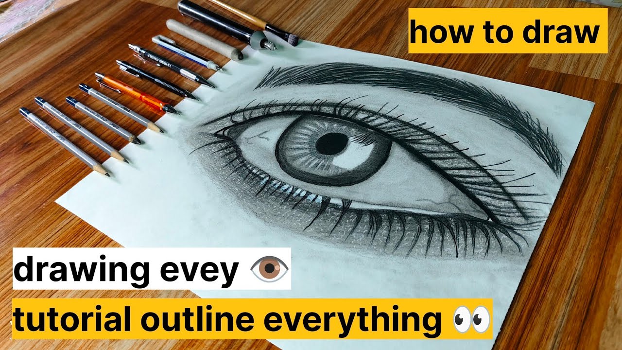 How to draw a realistic drawing || Easiest eye drawing tutorial || how ...