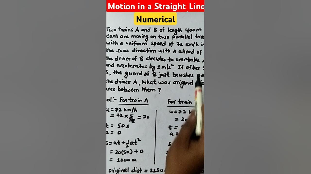 Two trains A & B of length 400 m🔥🔥🔥 moving on two parallel tracks, uniform speed of 72km/h # ...