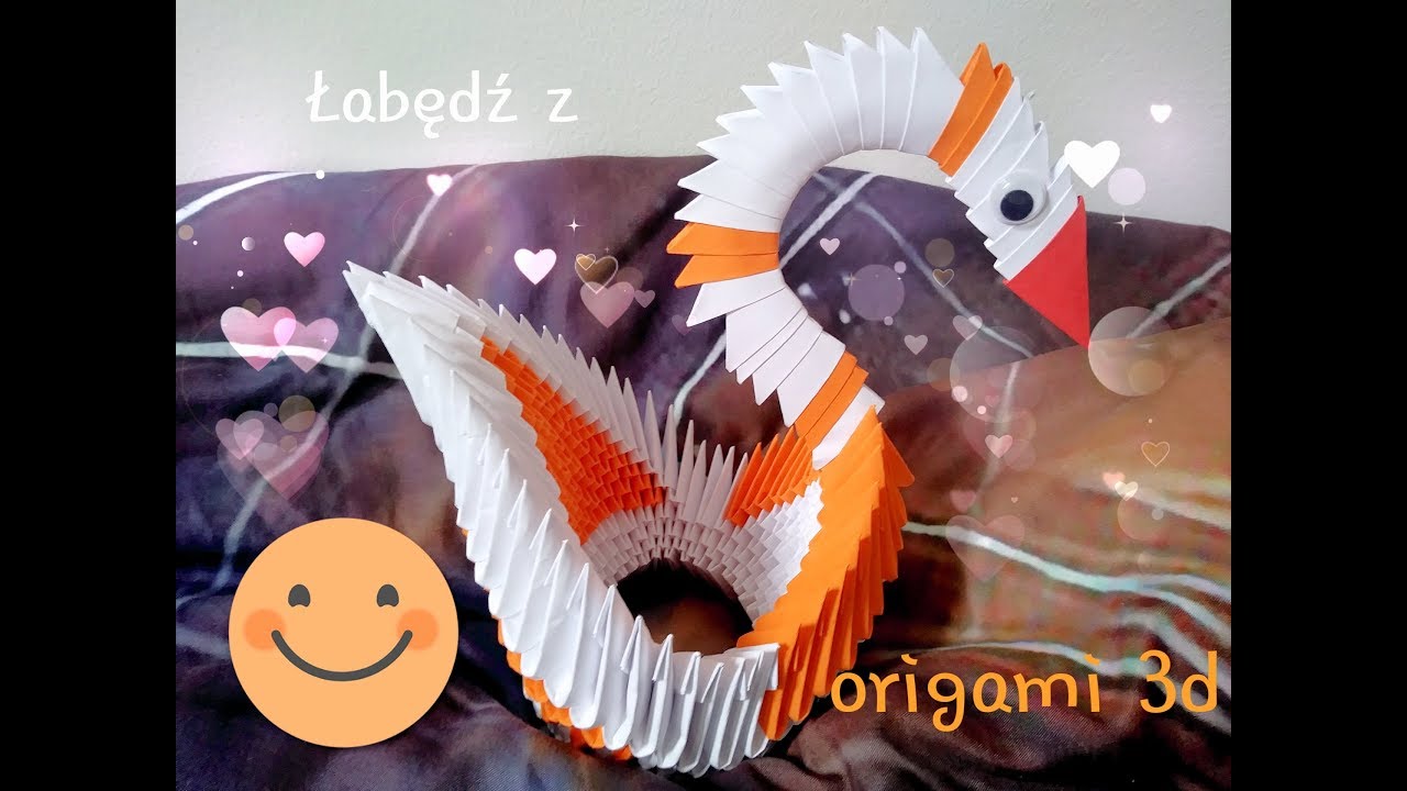 Łabędź z origami 3D inna metoda - YouTube