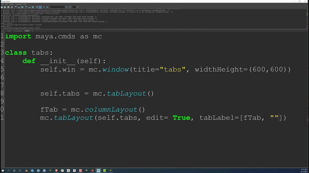08 Maya Python Creating Tabs - YouTube