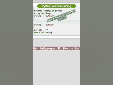Reverse String in Python using for loop | Python String #short #python ...