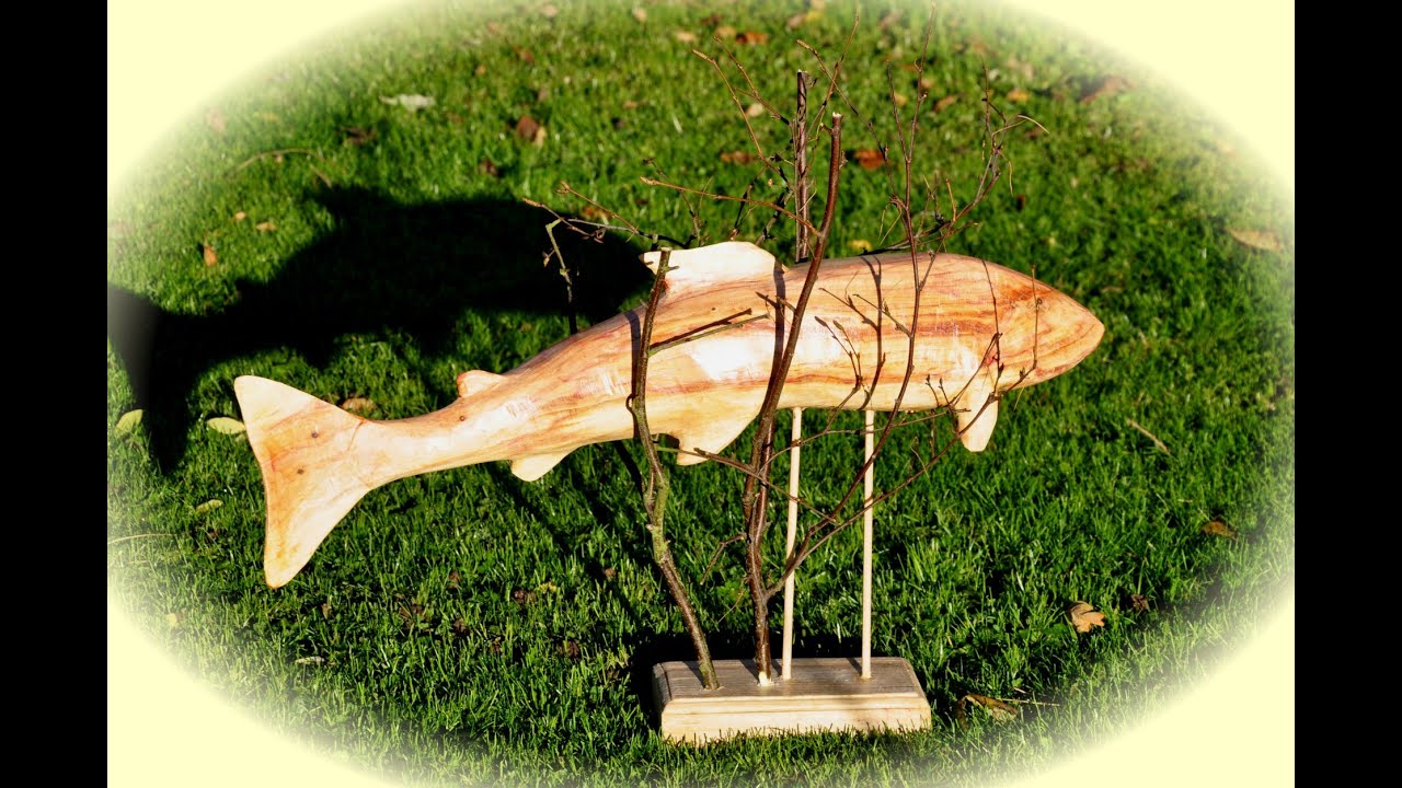 Woodcarving of a Salmon using Plum Wood. - YouTube