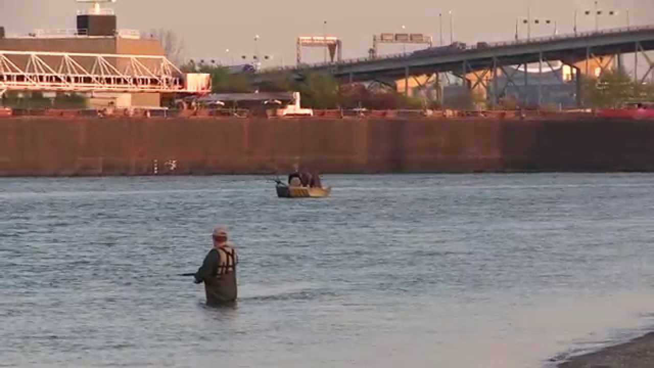 Fisherman, Small Boats And A Freighter Share Saint Clair River. 5 18 ...