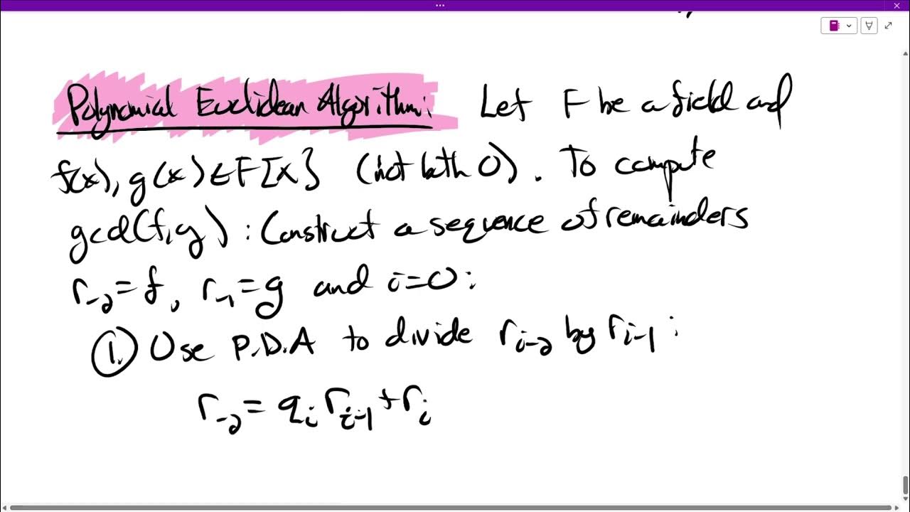 Section 2.4, Divisibility in Integral Domains, Polynomial Euclidean Algorithm - YouTube